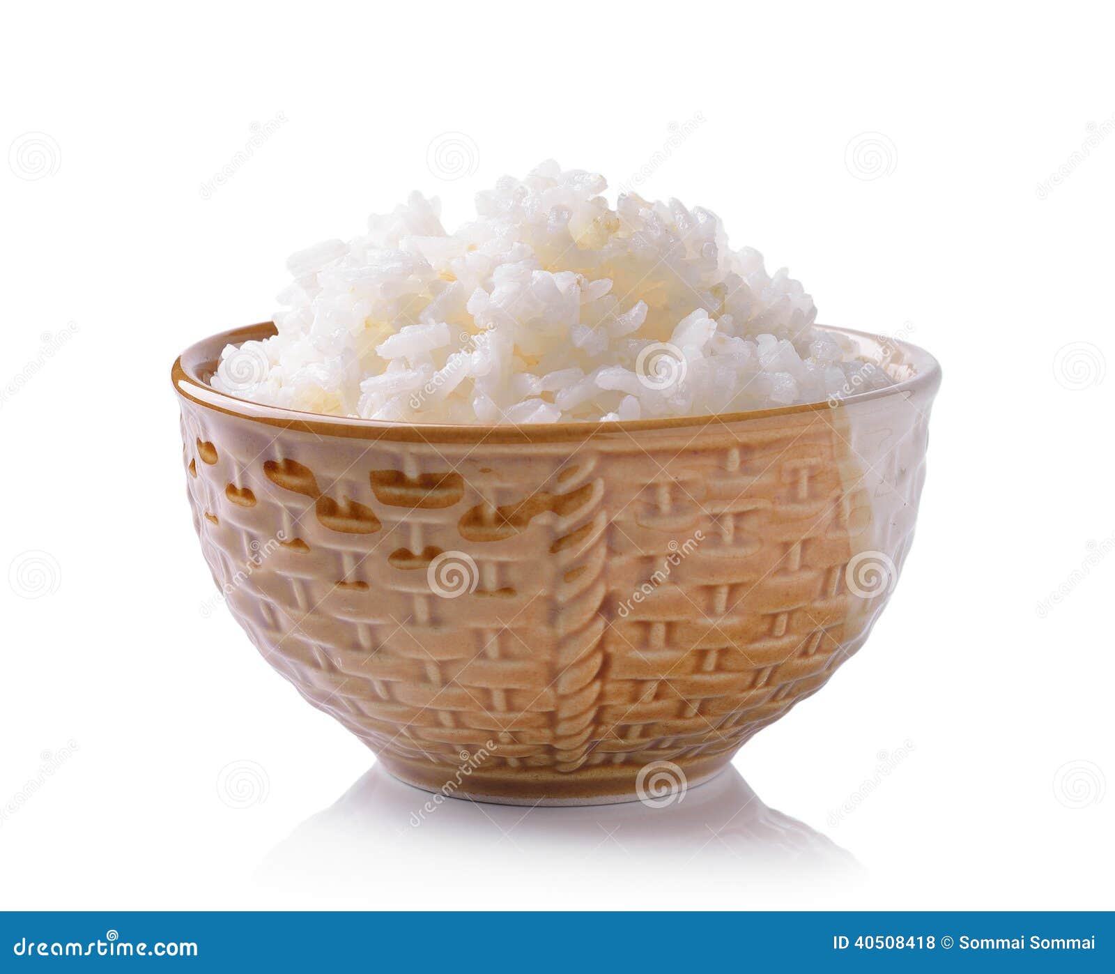Rice in a Bowl on a White Background Stock Photo - Image of food, rice ...