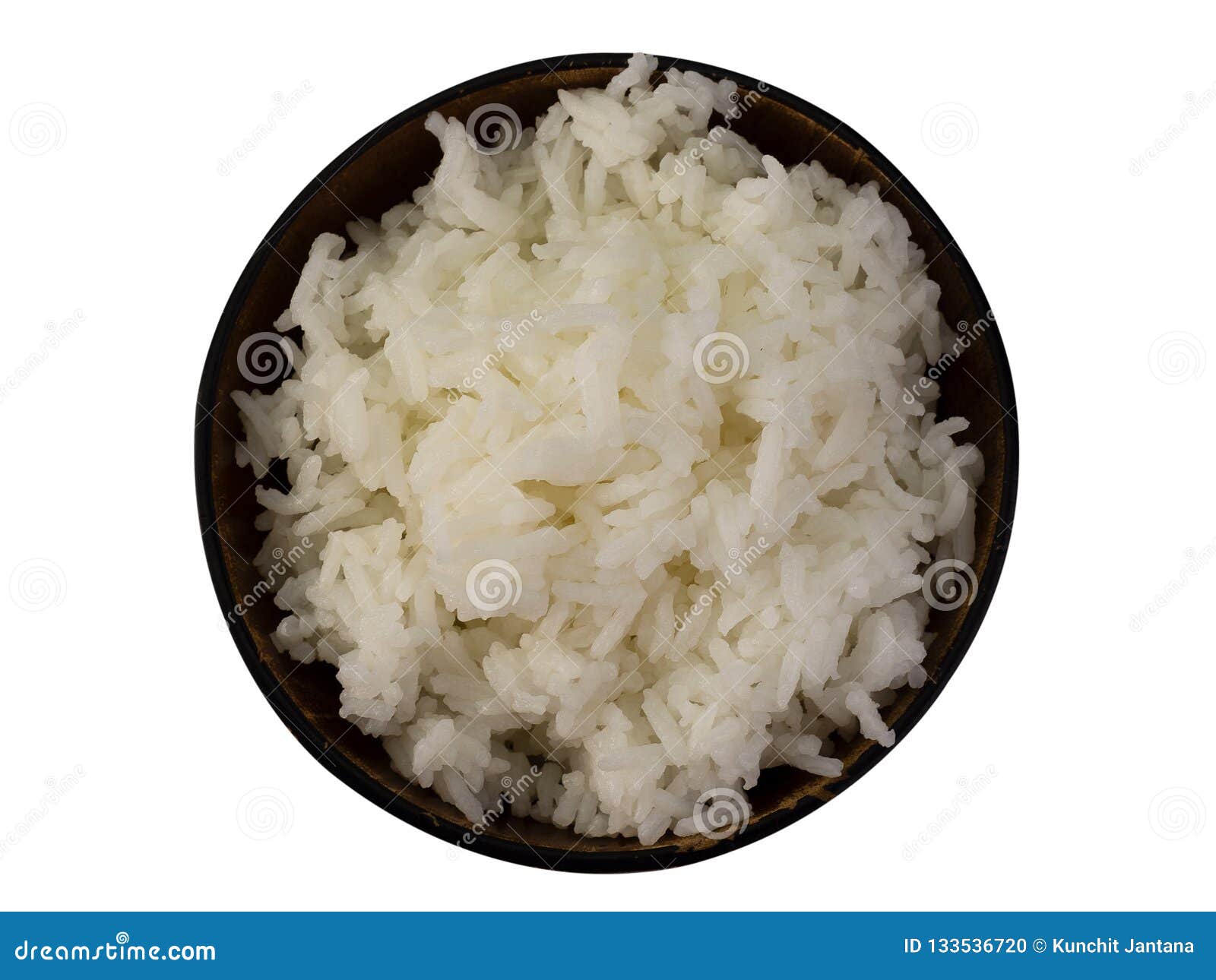 Rice in a Bowl on White Background. Stock Photo - Image of cooking ...