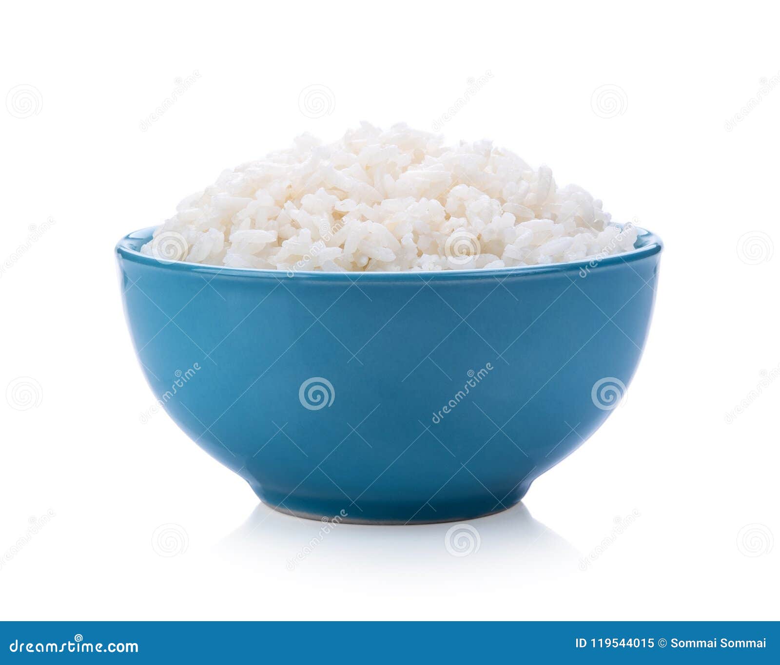 Rice in a Bowl on White Background Stock Image - Image of organic ...