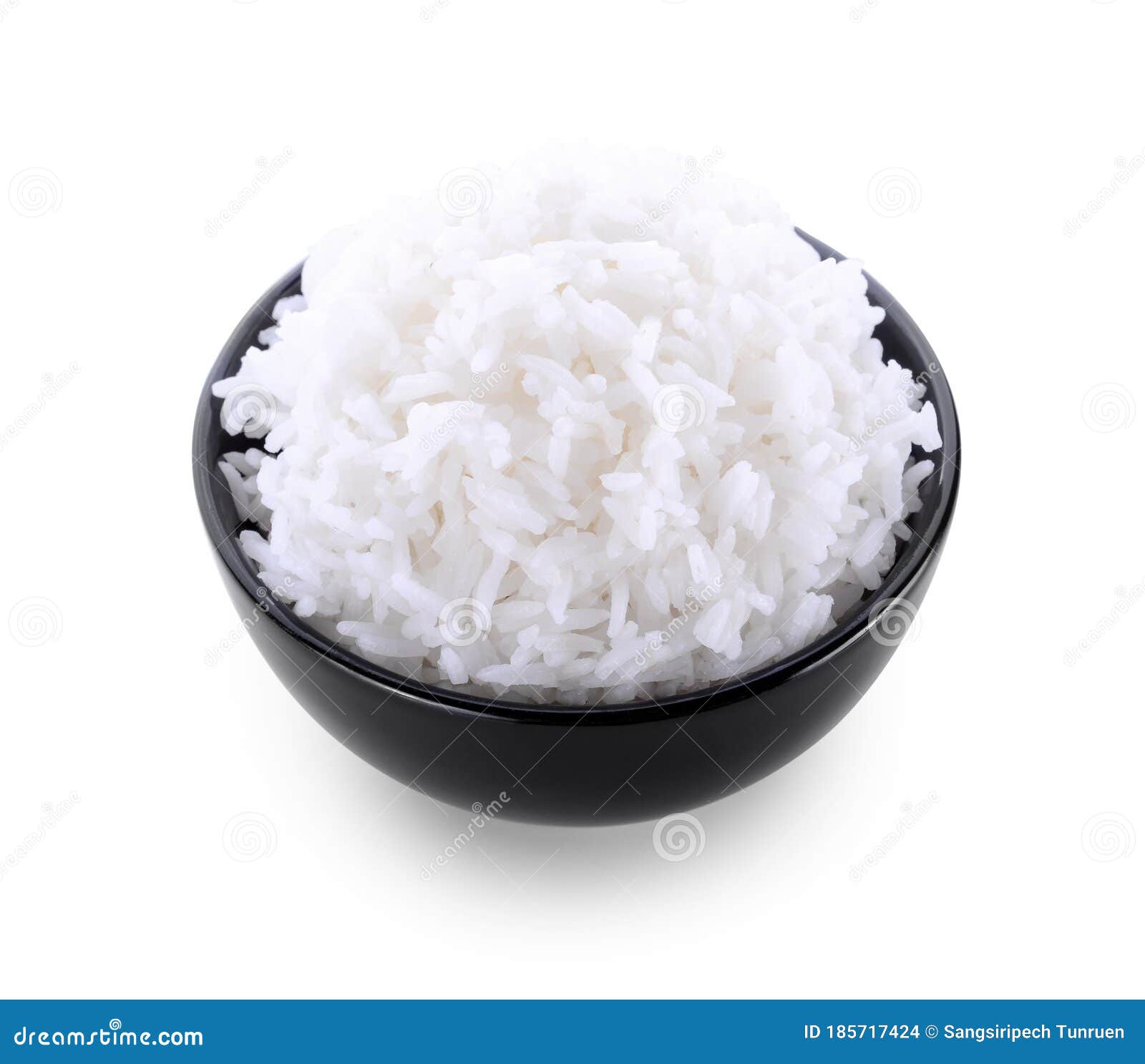 Rice in Bowl on White Background Stock Photo - Image of jasmine ...