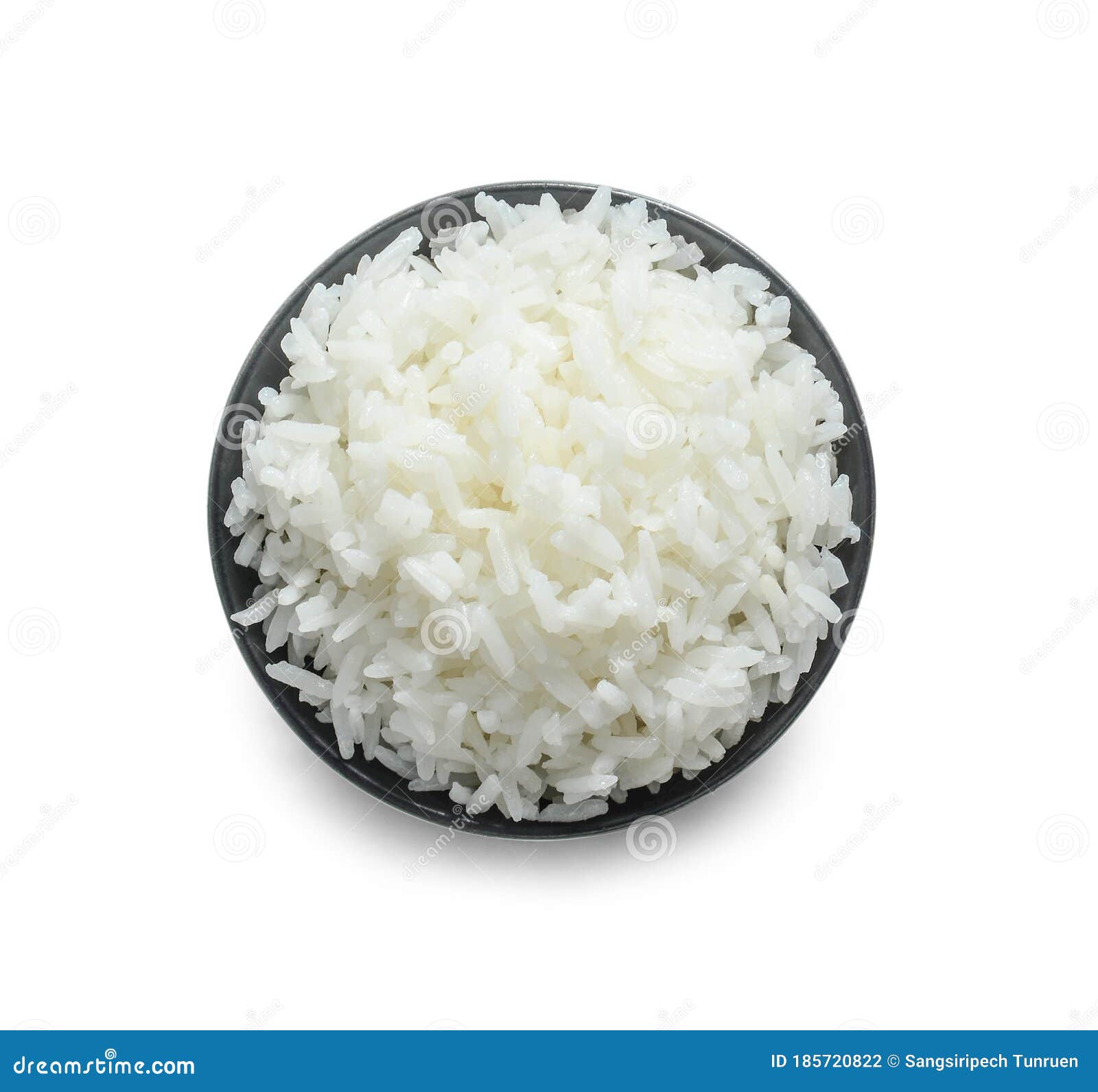 Rice Bowl on White Background Stock Photo - Image of jasmine, white ...