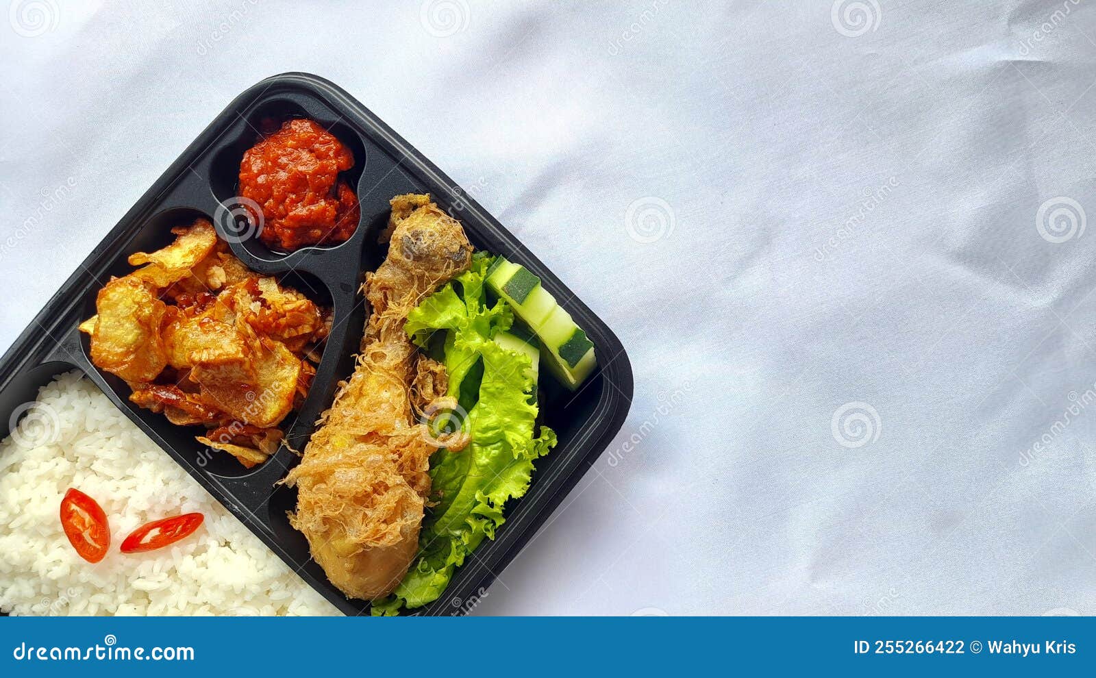 Rice Box Fried Chicken Asian Bento Isolated White Stock Photo - Image ...
