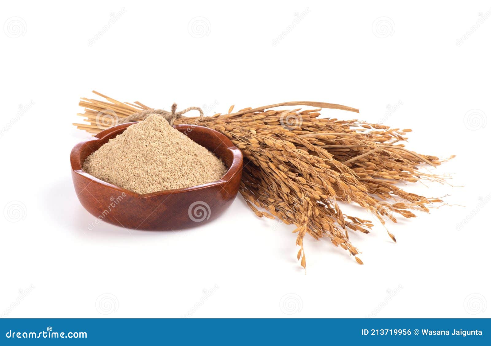 Rice Bran Oil In Bottle Glass And Unmilled Rice On Wooden Background ...