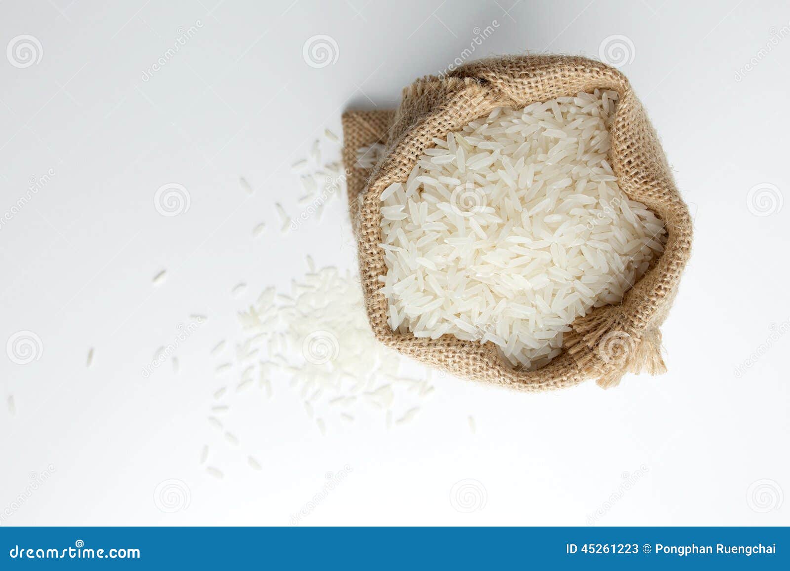 Rice in burlap sack stock image. Image of food, burlap - 45261223