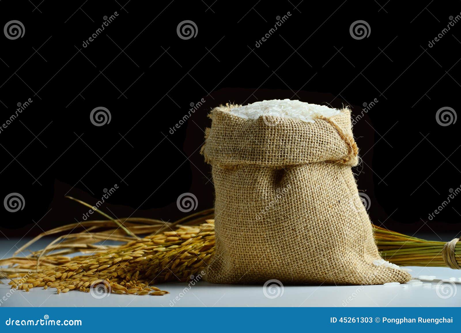Rice in burlap sack stock image. Image of rice, vegetarian - 45261303