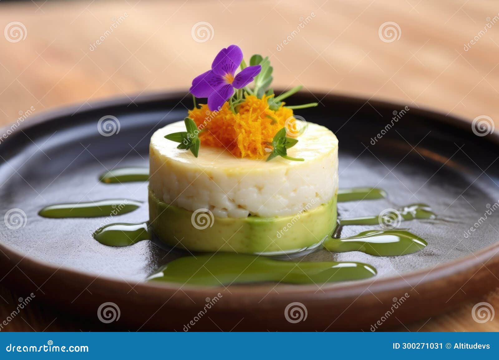 Rice Cake with Avocado Served by a Chef Stock Image - Image of ...