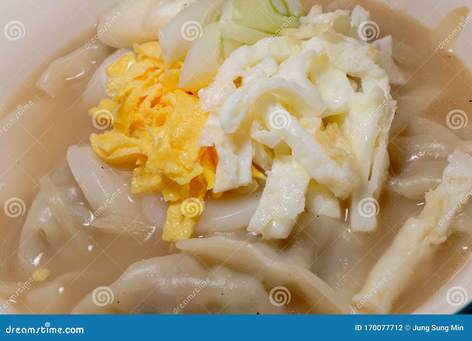 Rice Cake Soup with Dumplings Stock Photo - Image of tradition, soup ...