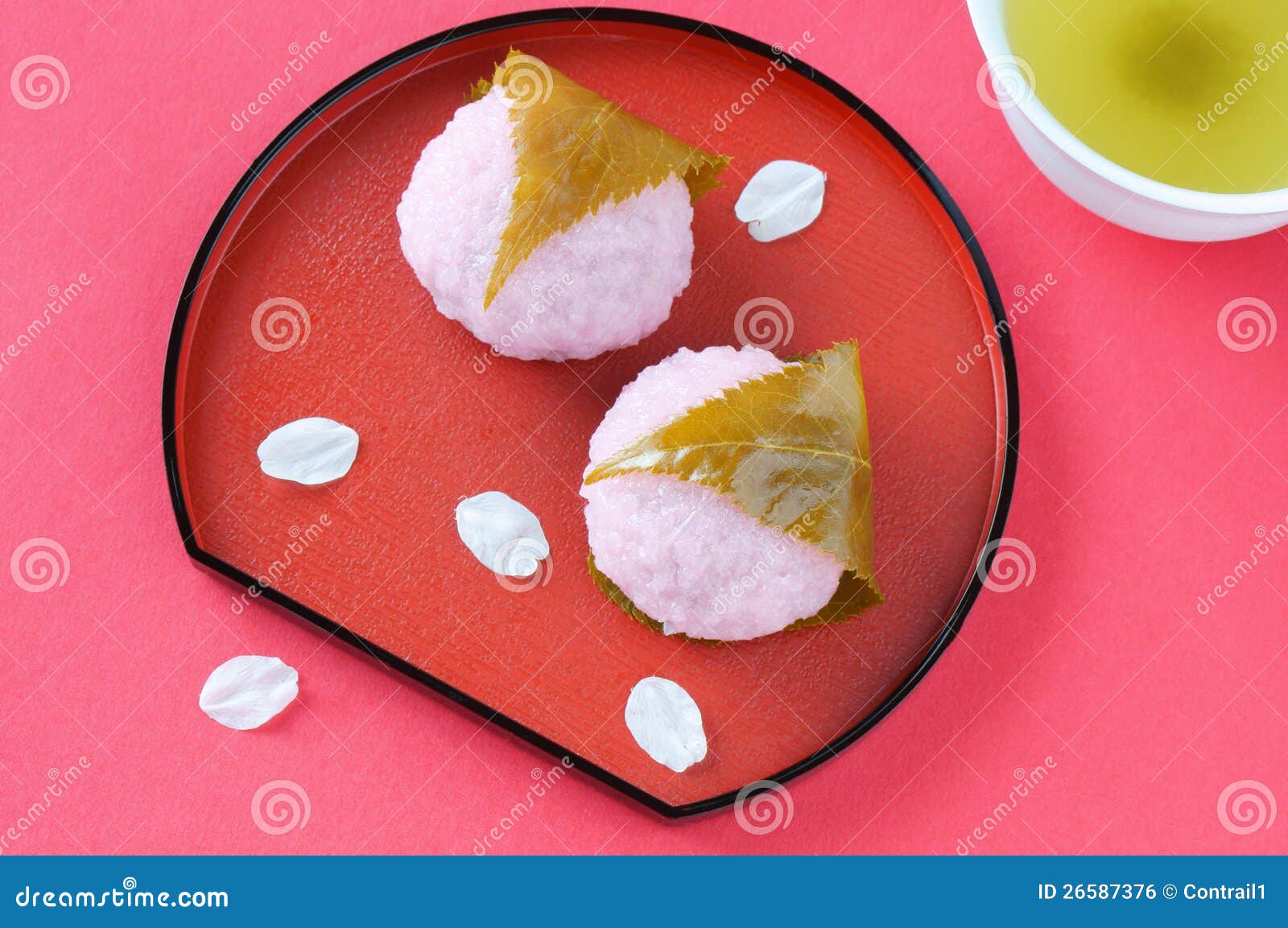 Rice Cake Wrapped in Cherry Leaf Stock Photo - Image of rice, pink ...
