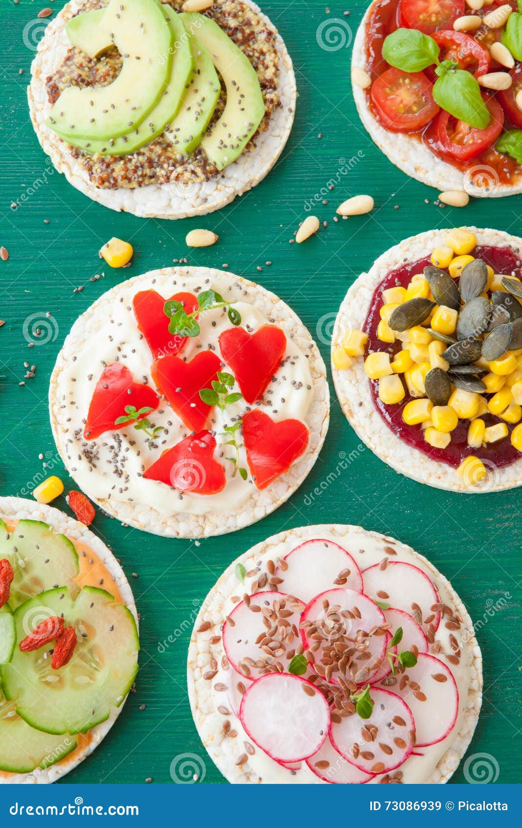 Rice Cakes with Fresh Veggies Stock Image - Image of basil, nutrition ...