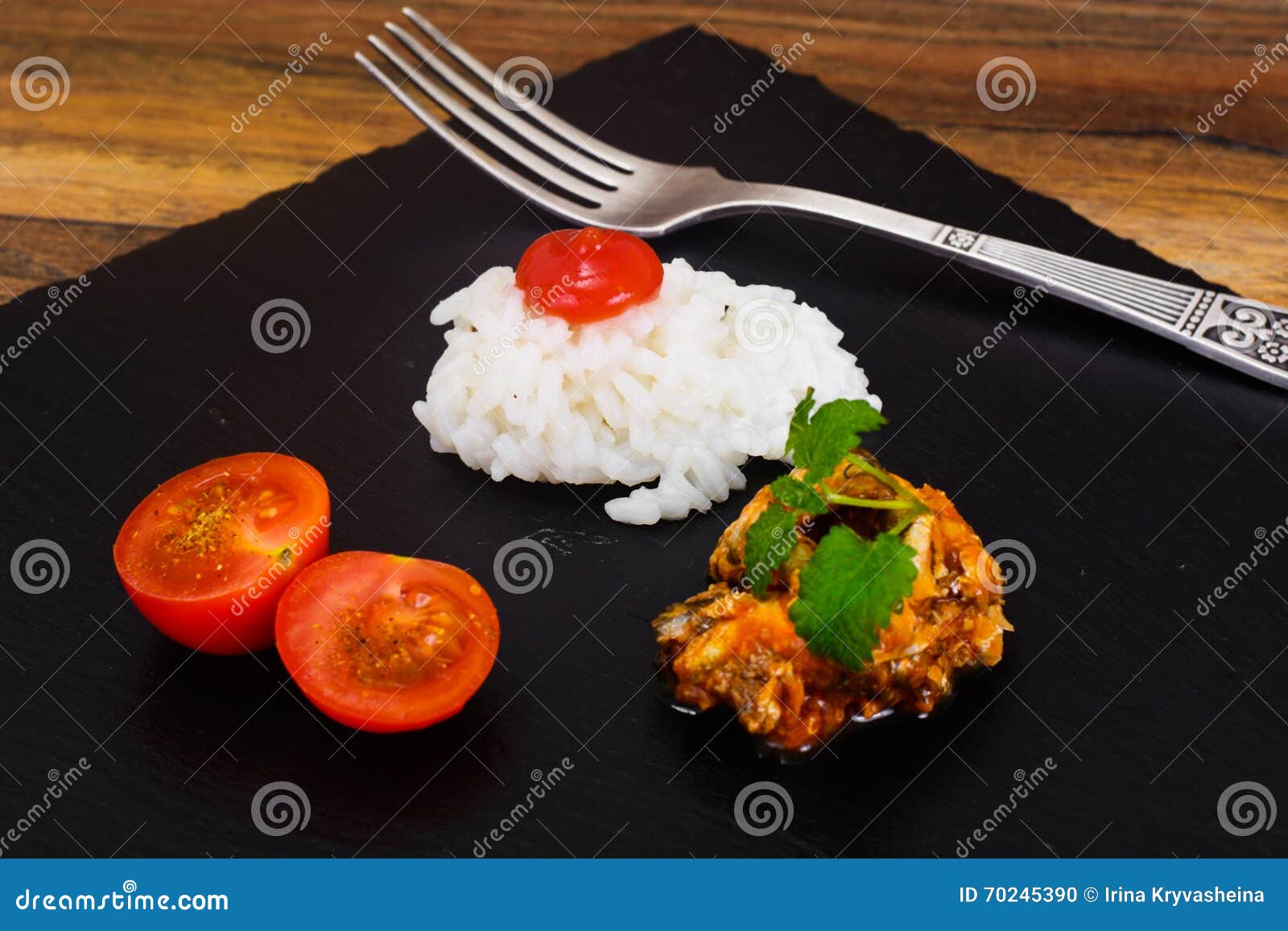 Rice with Canned Fish in Tomato Sauce Stock Photo - Image of seafood ...