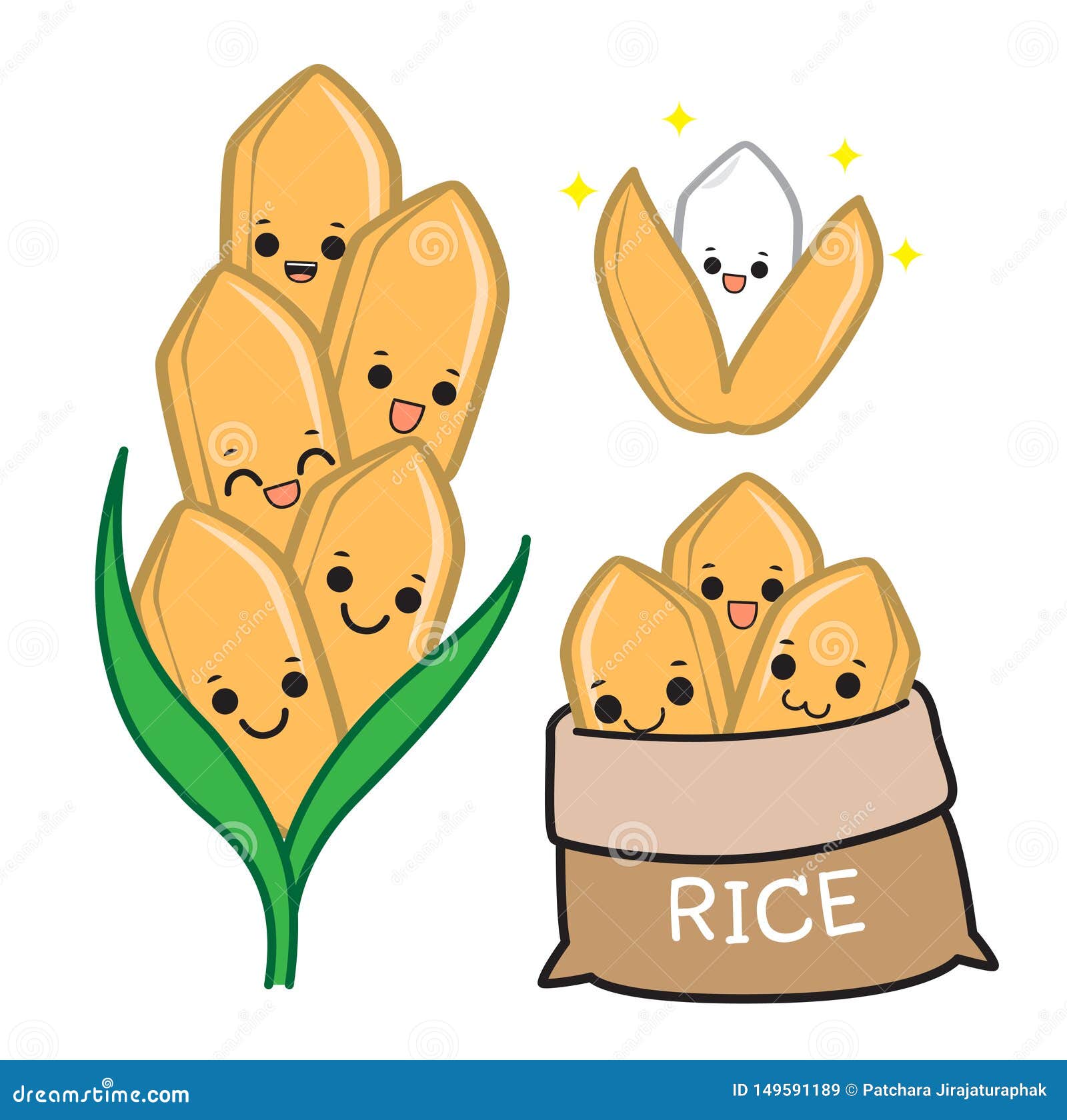Rice Character Vector Illustration Stock Vector - Illustration of ...