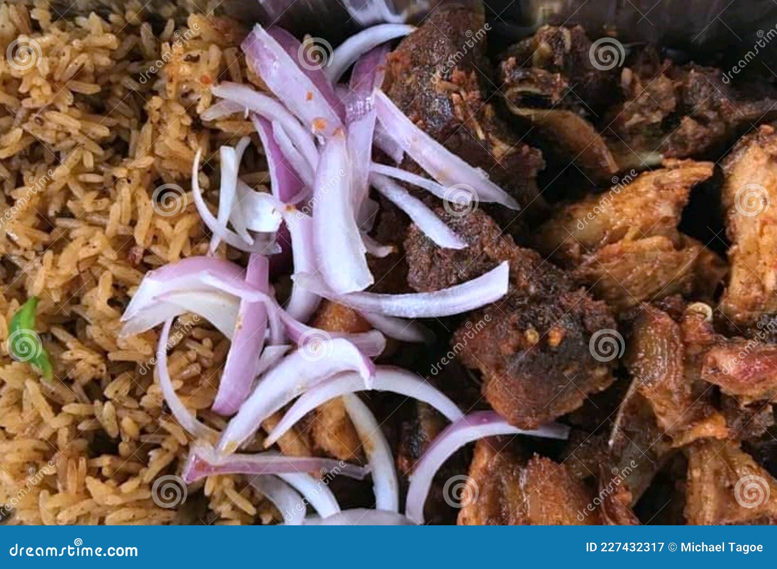 Rice with chicken meat. stock image. Image of plate - 227432317