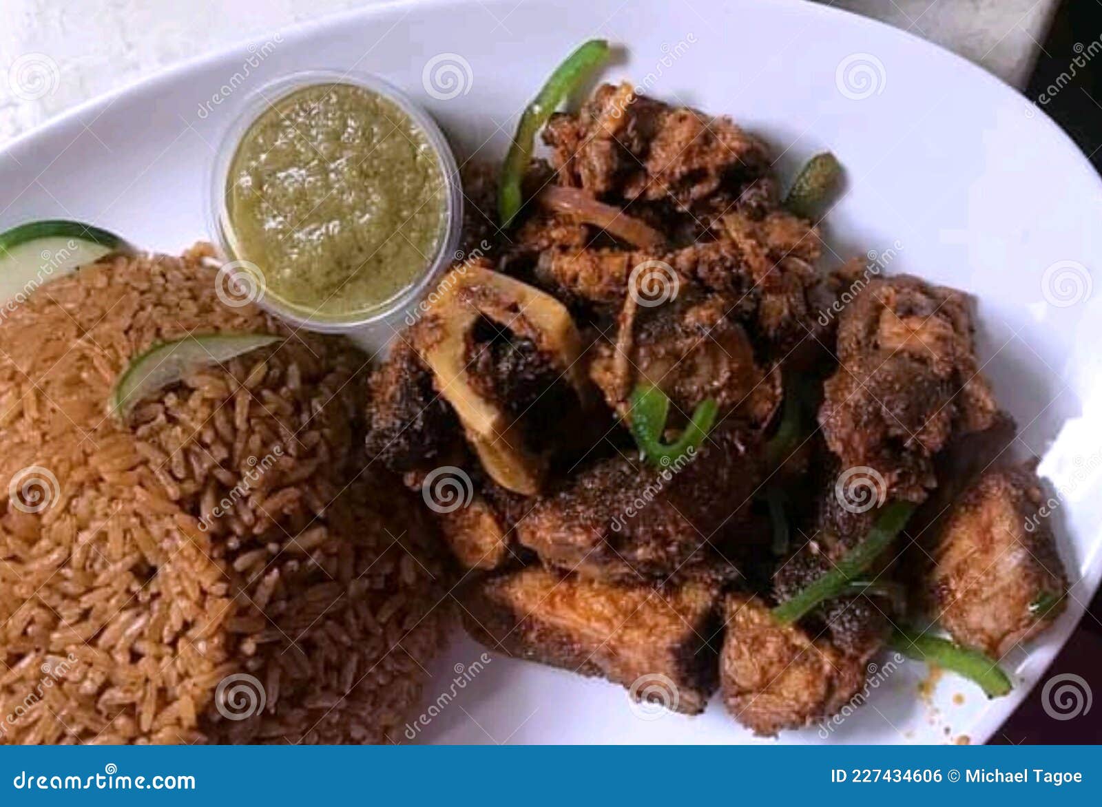 Rice with chicken meat stock photo. Image of lunch, white - 227434606