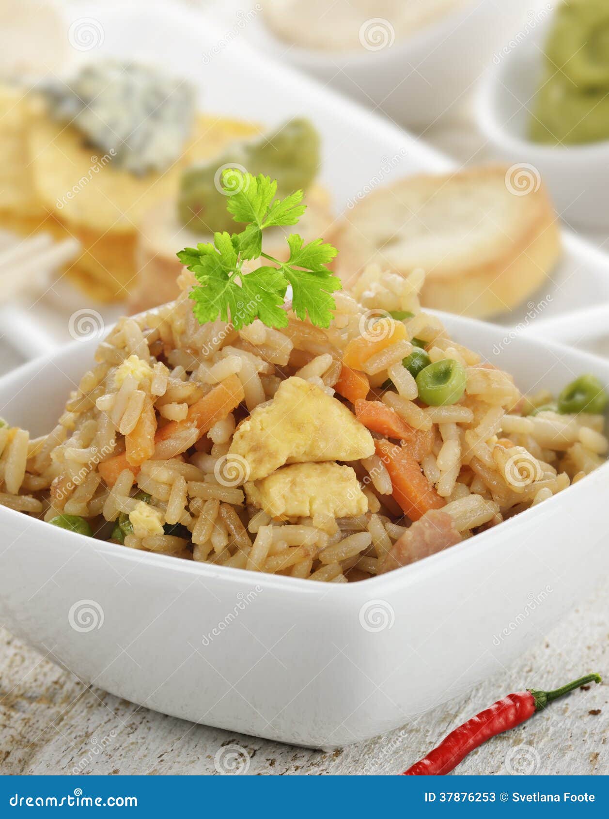 Rice with Chicken and Vegetables Stock Image - Image of closeup ...