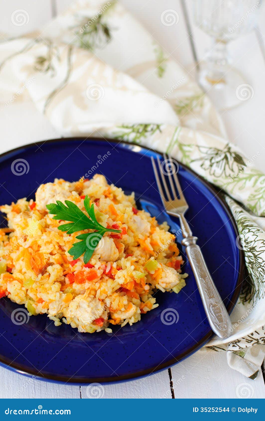 Rice with Chicken and Vegetables Stock Photo - Image of poultry ...