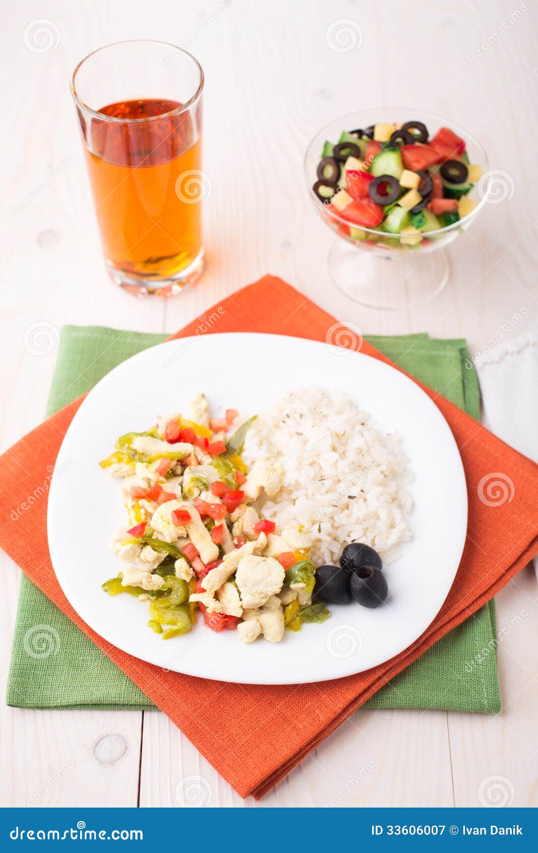 Rice with Chicken and Vegetables Stock Image - Image of cutlery, juice ...