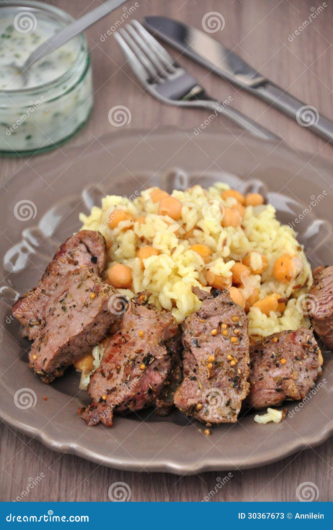 Rice with Chickpeas and Lamb Stock Image - Image of meal, dinner: 30367673