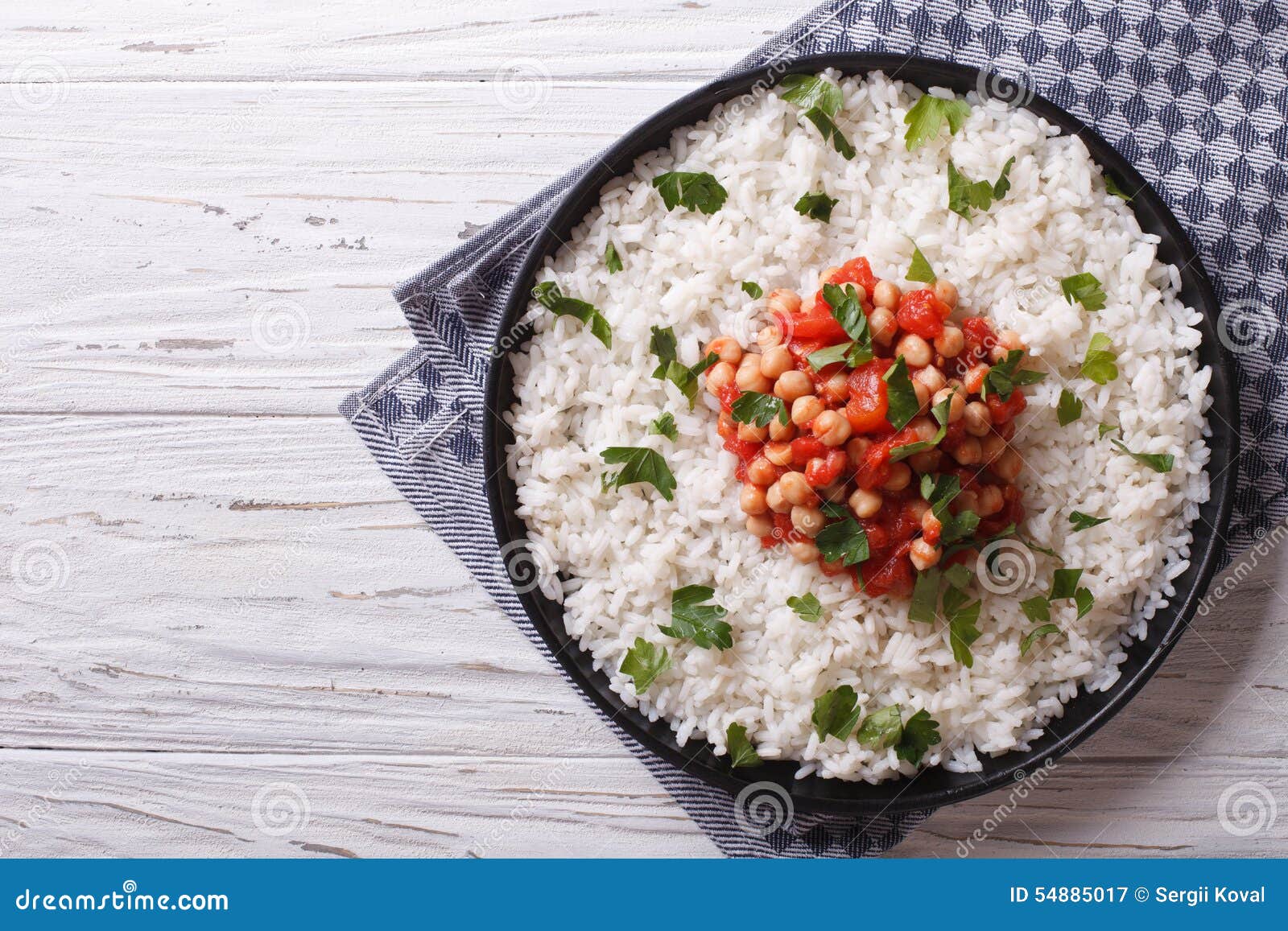 Rice and Chickpeas in a Tomato Sauce Horizontal Top View Stock Image ...