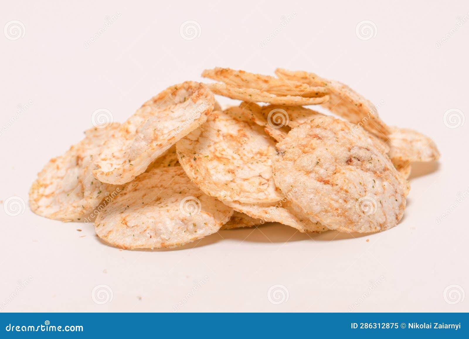 Rice Chips Isolated on White Background Stock Image - Image of rice ...