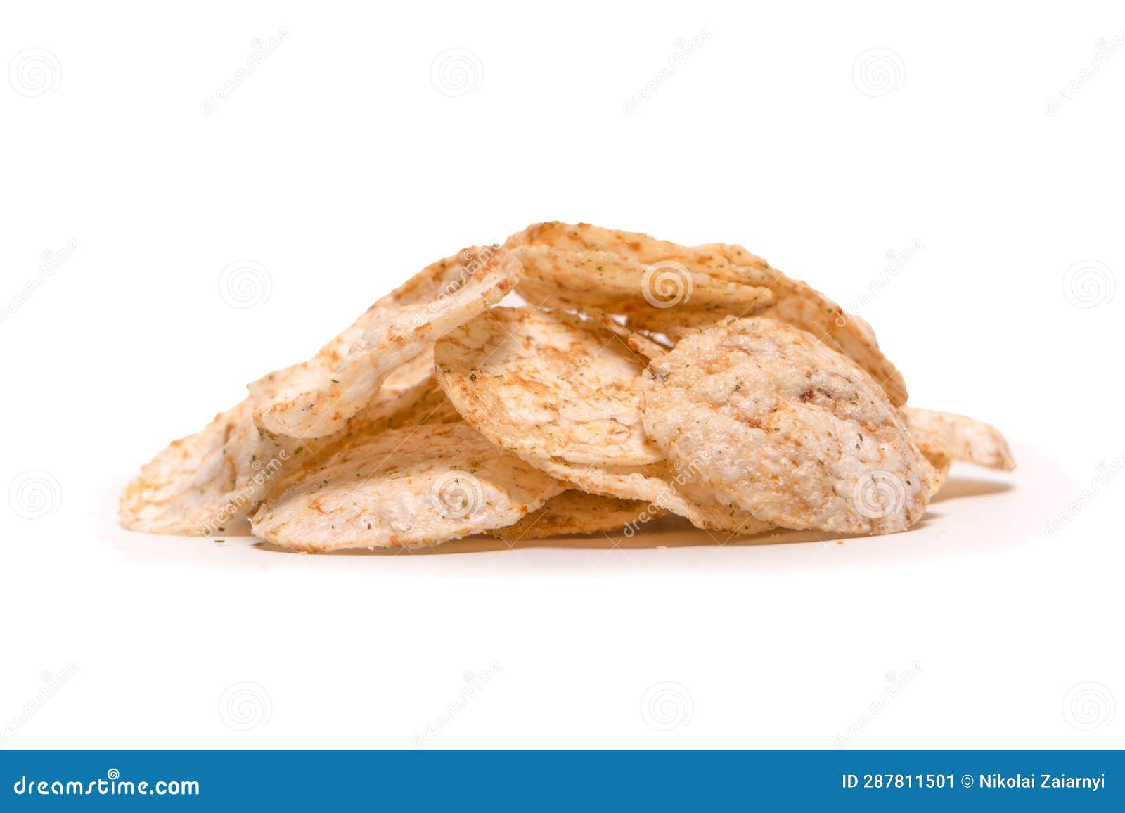 Rice Chips Isolated on White Background Stock Image - Image of ...
