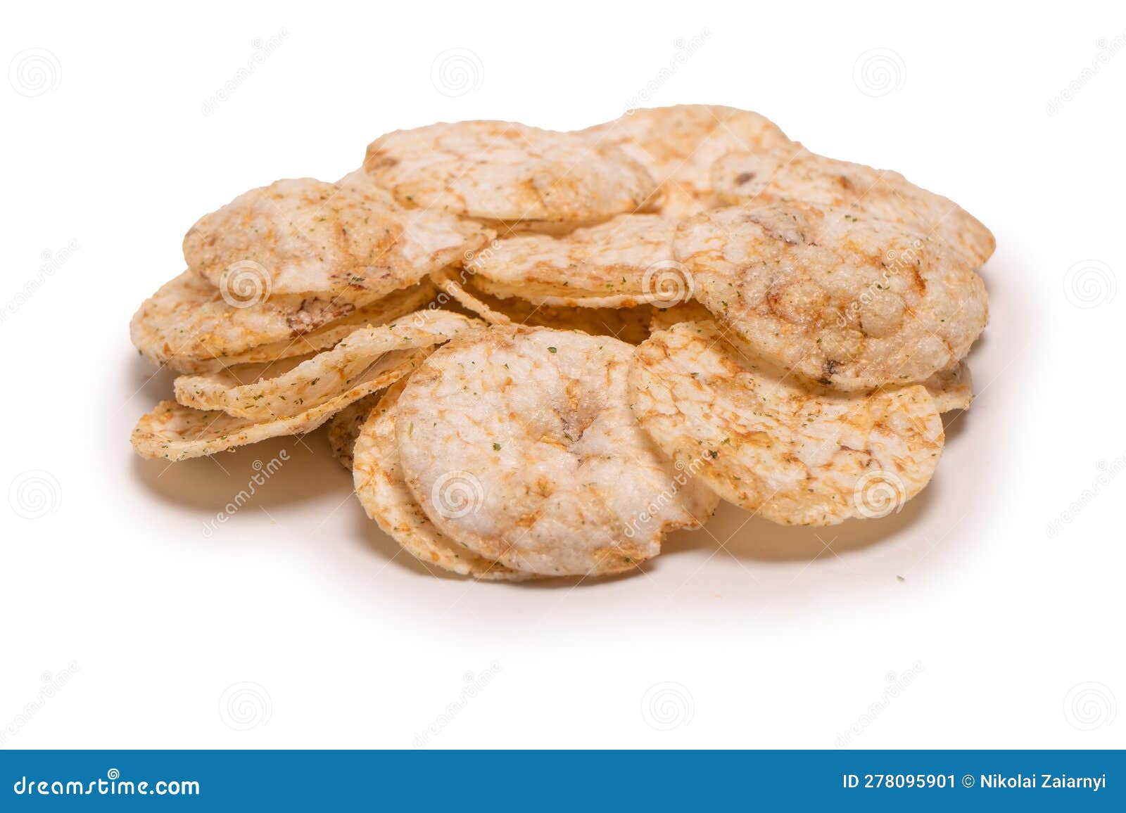 Rice Chips Isolated on White Background Stock Image - Image of crunchy ...