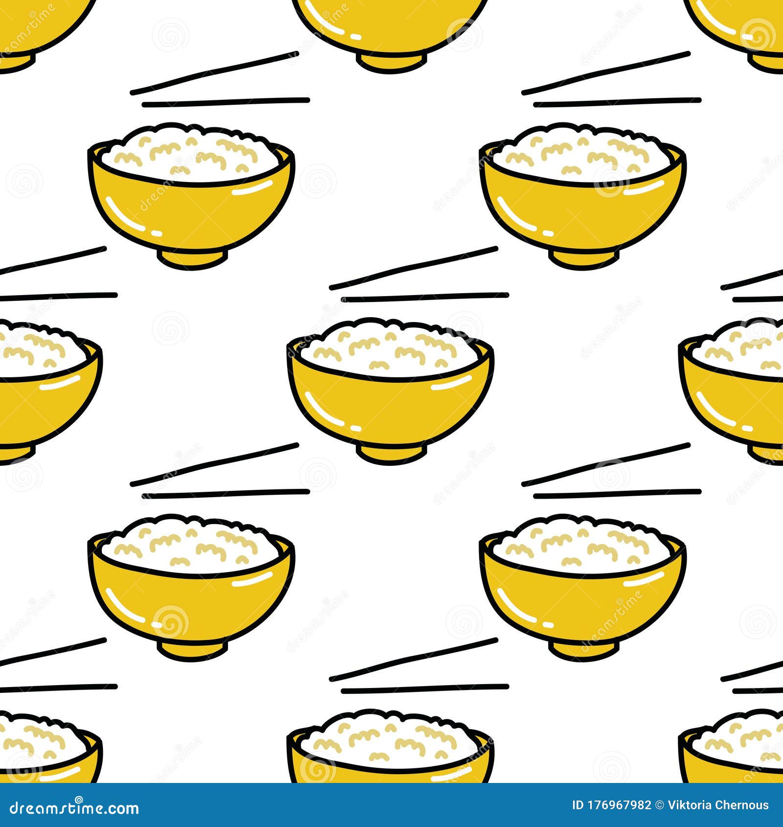 Rice with Chopsticks Seamless Doodle Pattern, Vector Illustration Stock ...