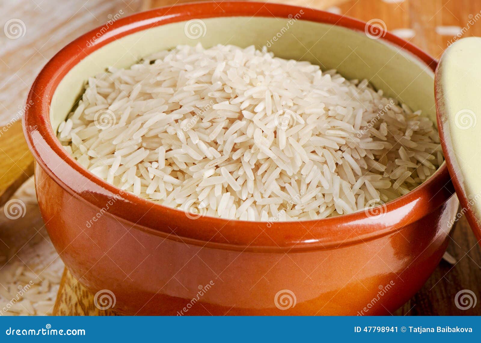 Rice in a clay bowl. stock image. Image of healthy, bowl - 47798941