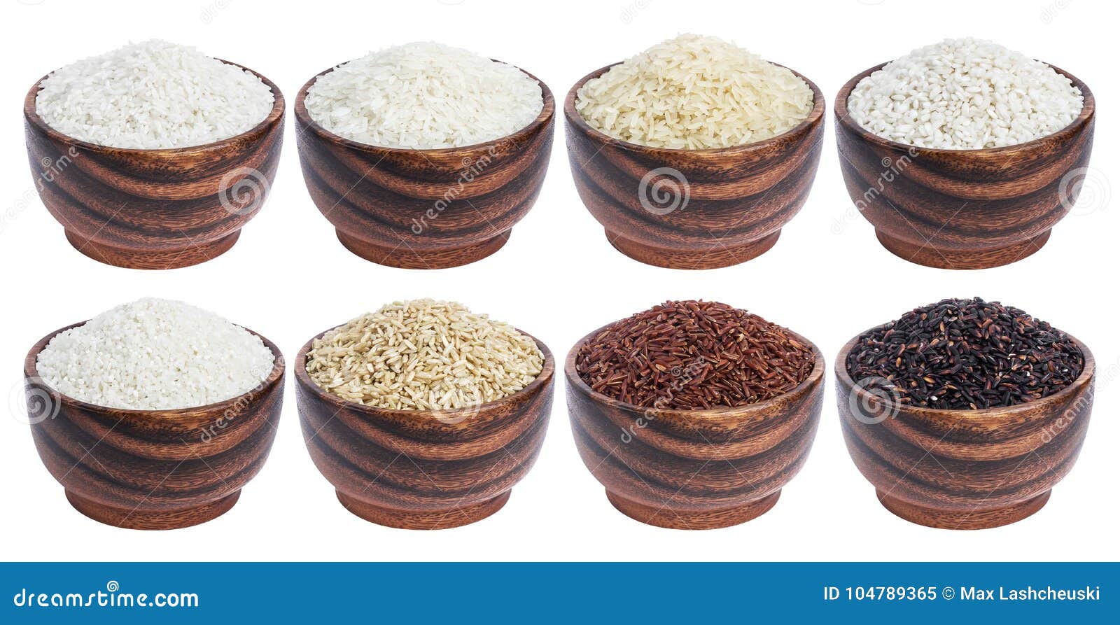 Rice Collection Isolated on White Background Stock Image - Image of ...