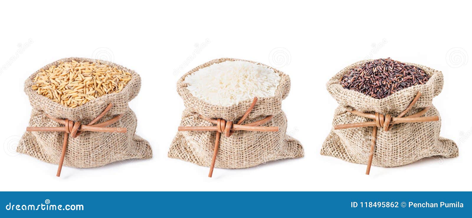 Rice Collection in Sack Bag. Stock Photo - Image of harvest, healthy ...