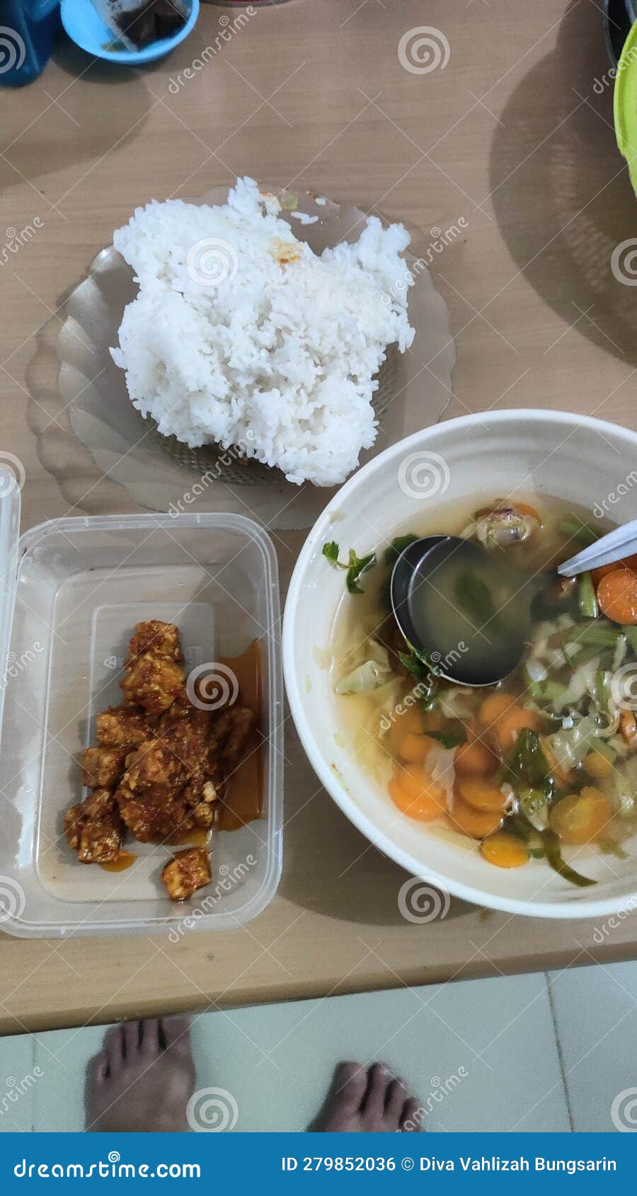 Rice and Complete Menu of Vegetable Stock Photo - Image of rice, tempe ...