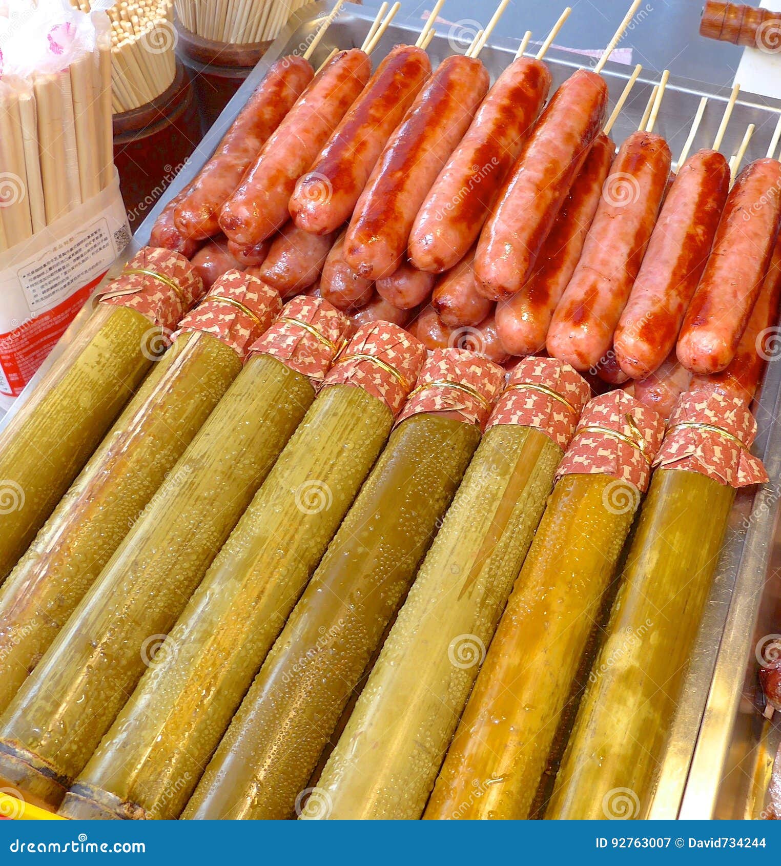 Rice Cooked of Bamboo Tubes Closeup Stock Image - Image of meal, stalk ...