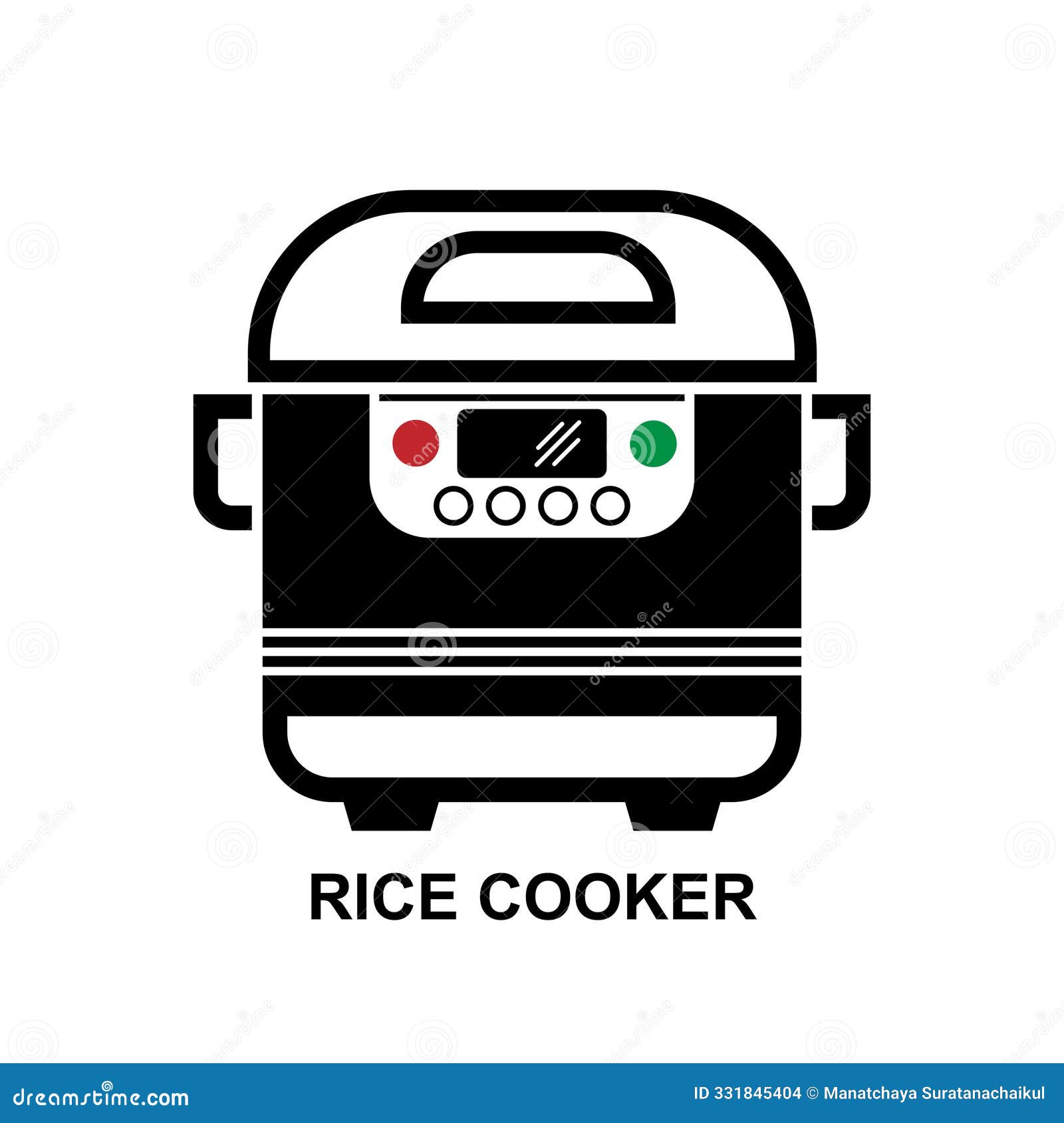 Rice Cooker Vector Illustration, Linear Style Pictogram Element ...