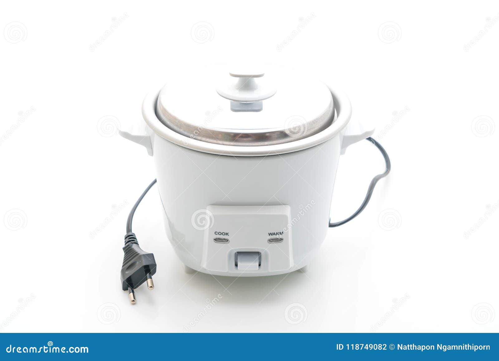 Rice Cooker on White Background Stock Photo - Image of steel, steam ...