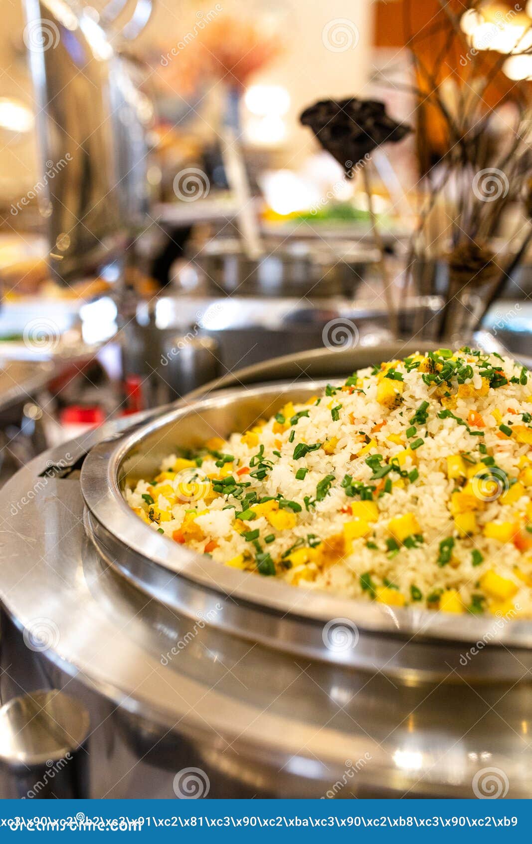 Rice with Corn a Buffet in a Cafe Stock Photo - Image of close, diet ...