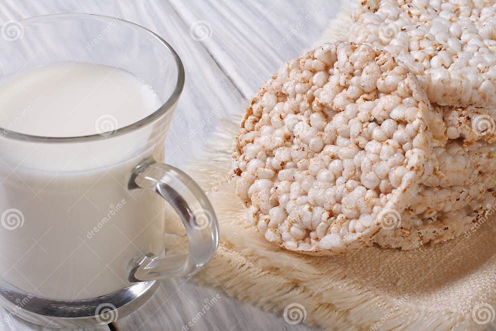 Rice Cracker and Fresh Milk Stock Image - Image of cereal, cracker ...