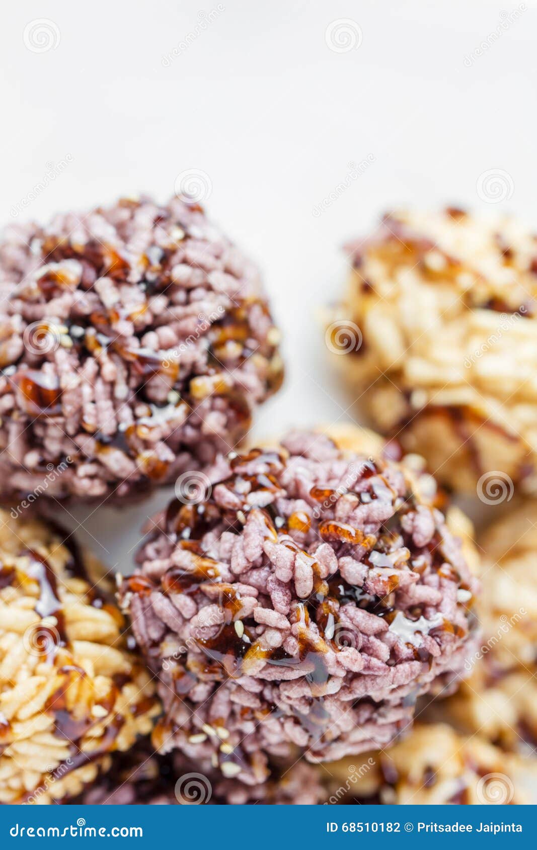 Rice Cracker or Puffed Rice with Sugar Stock Photo - Image of circle ...