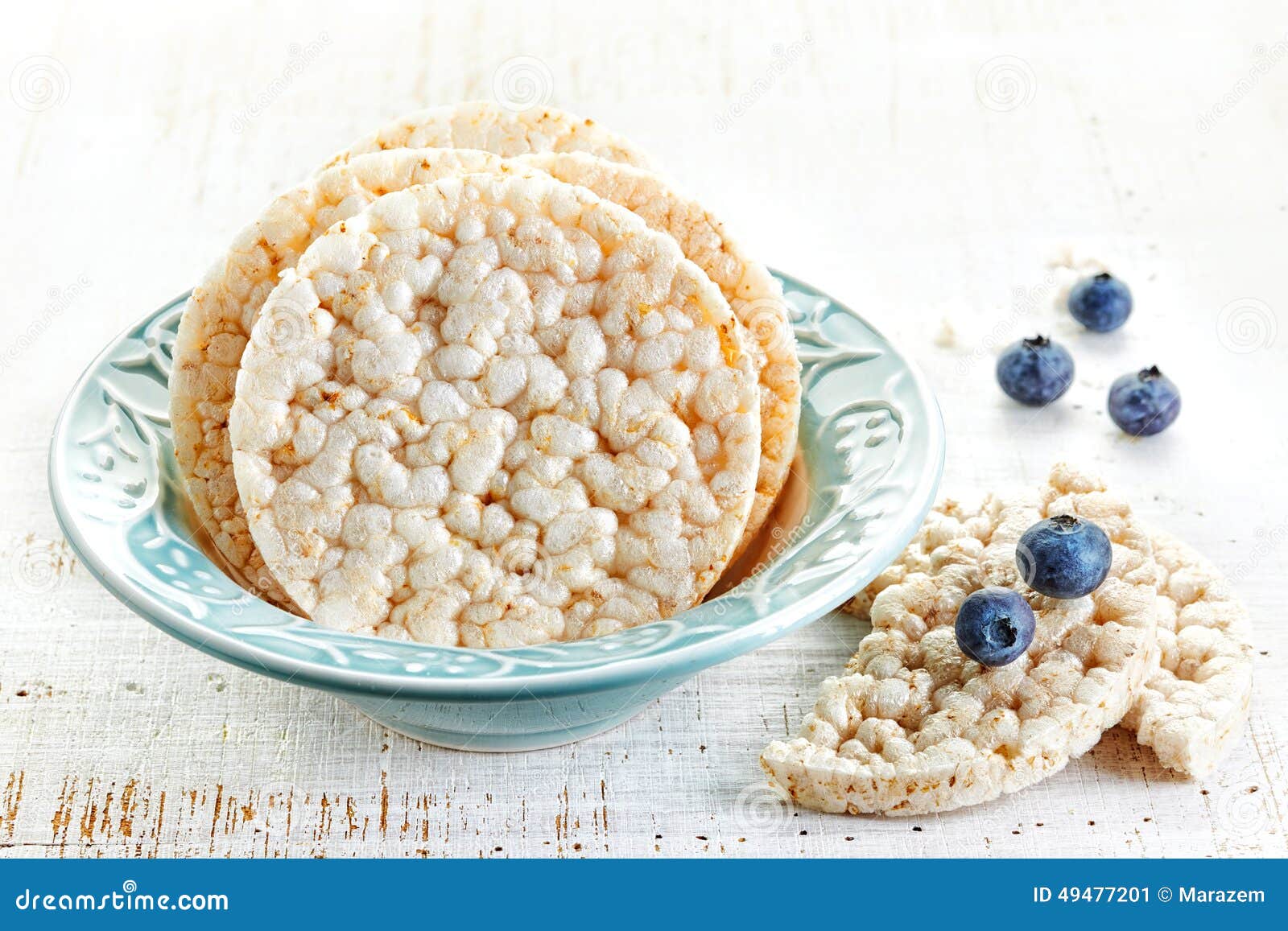Rice Crackers with Blueberries Stock Image - Image of natural, food ...