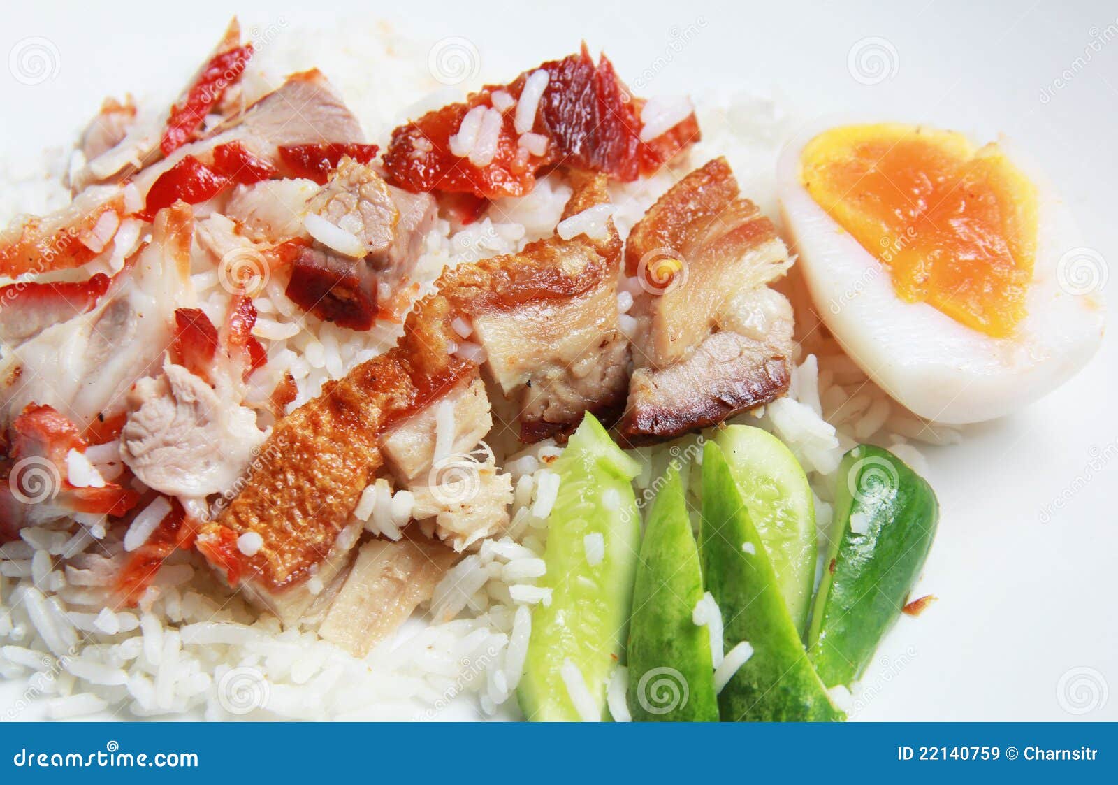 Rice with Crispy and Bbq Pork Stock Image - Image of gourmet, dinner ...