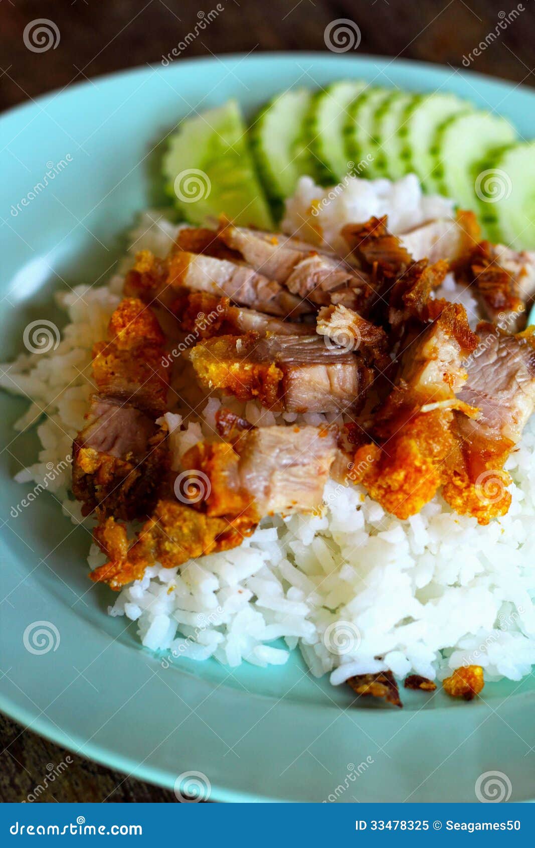 Rice crispy pork stock image. Image of tasty, thai, asian - 33478325