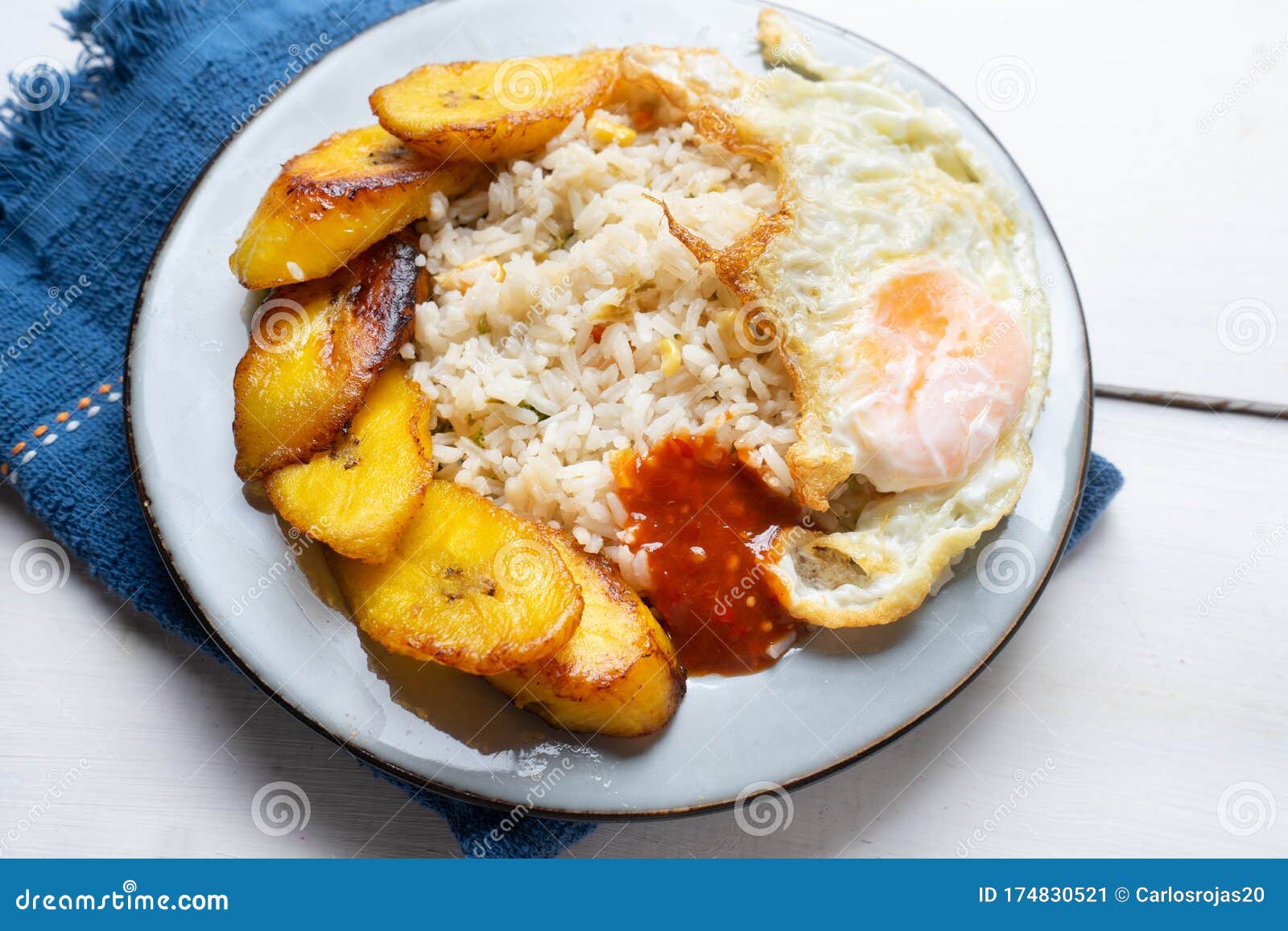Rice cuban style with egg stock image. Image of nourishment - 174830521
