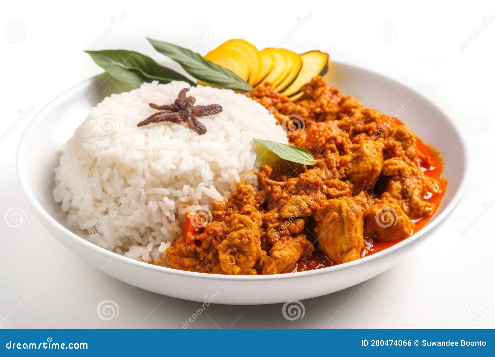 Rice with Curry and Chicken. AI Generated Stock Illustration ...