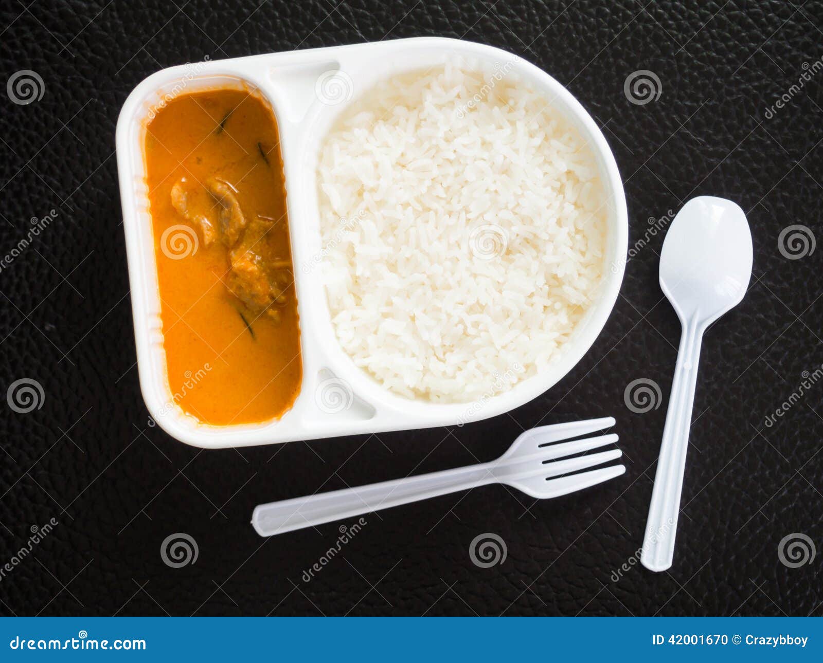 Rice and Curry in the Meal Box Set Stock Photo - Image of foam, fresh ...