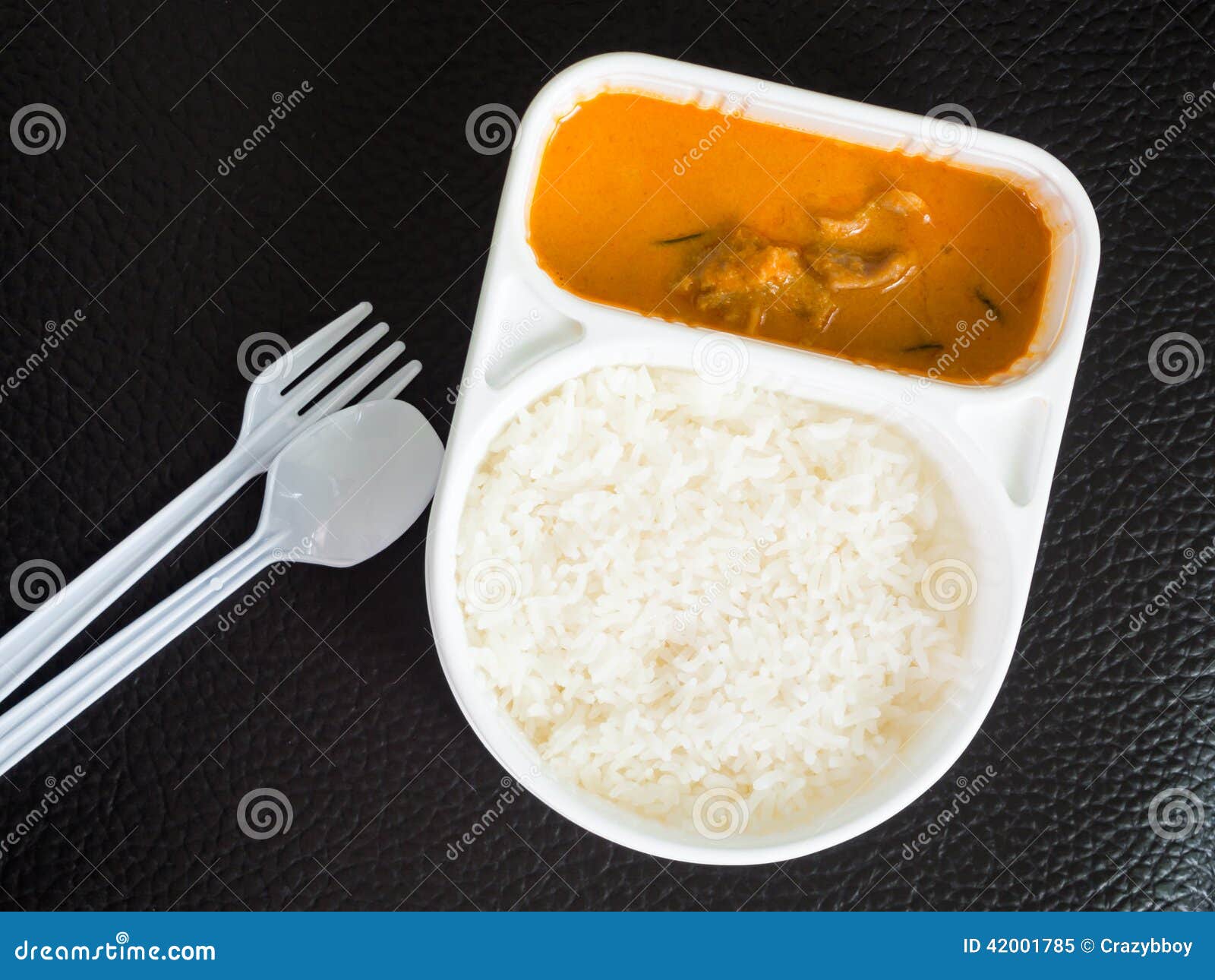 Rice and Curry in the Meal Box Set Stock Image - Image of dinner, fried ...
