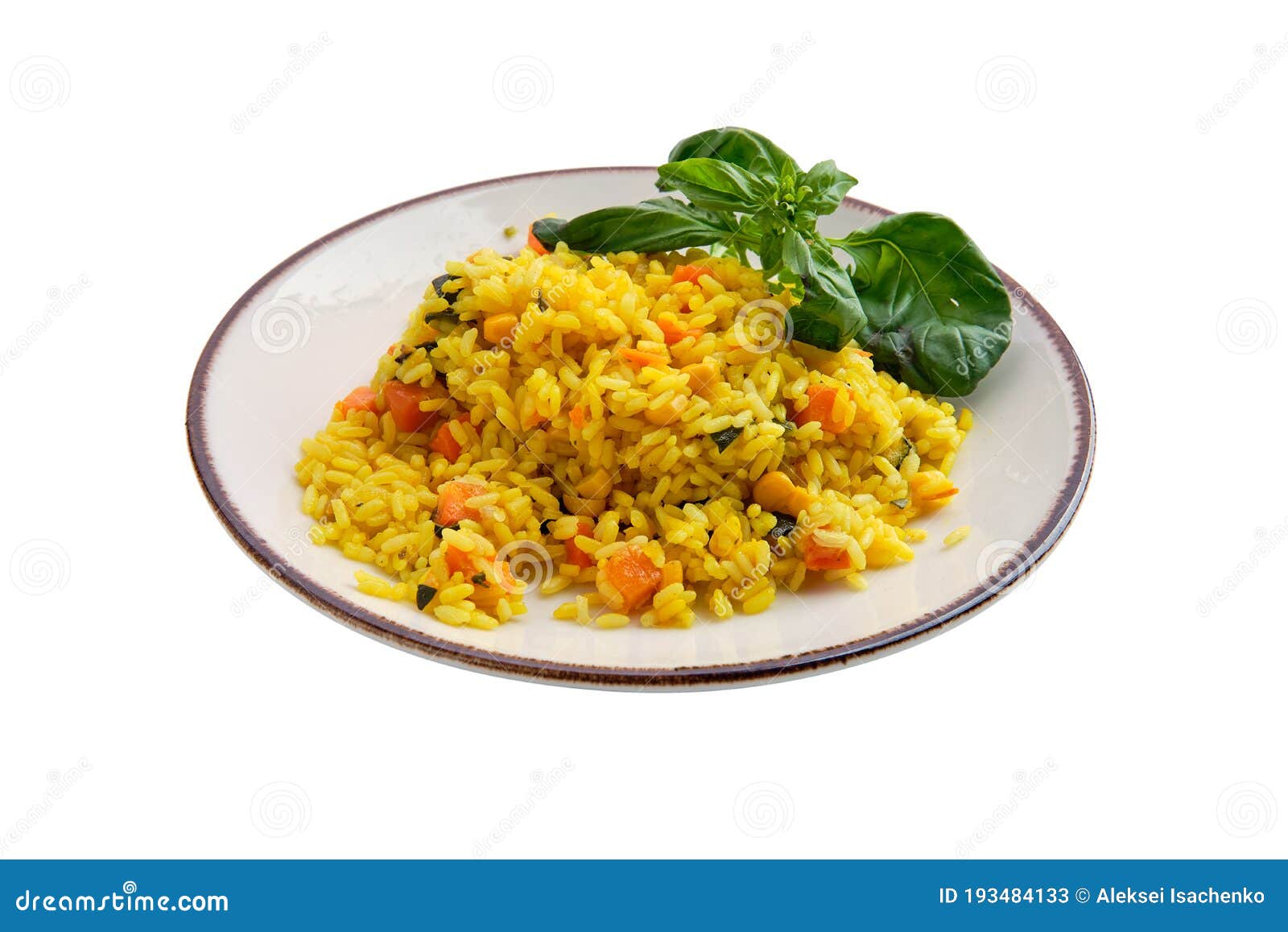 Rice Curry with Nut, Corn and Carrot Isolated on White Stock Image ...