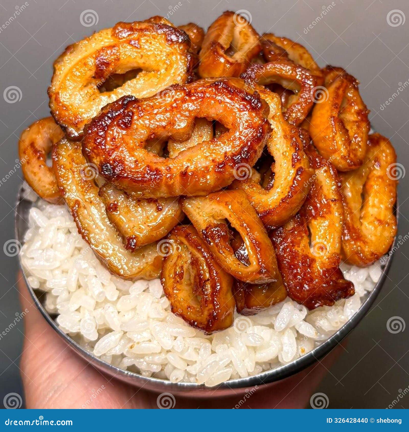 Rice with Delicious Grilled Octopus Stock Photo - Image of asian, rice ...