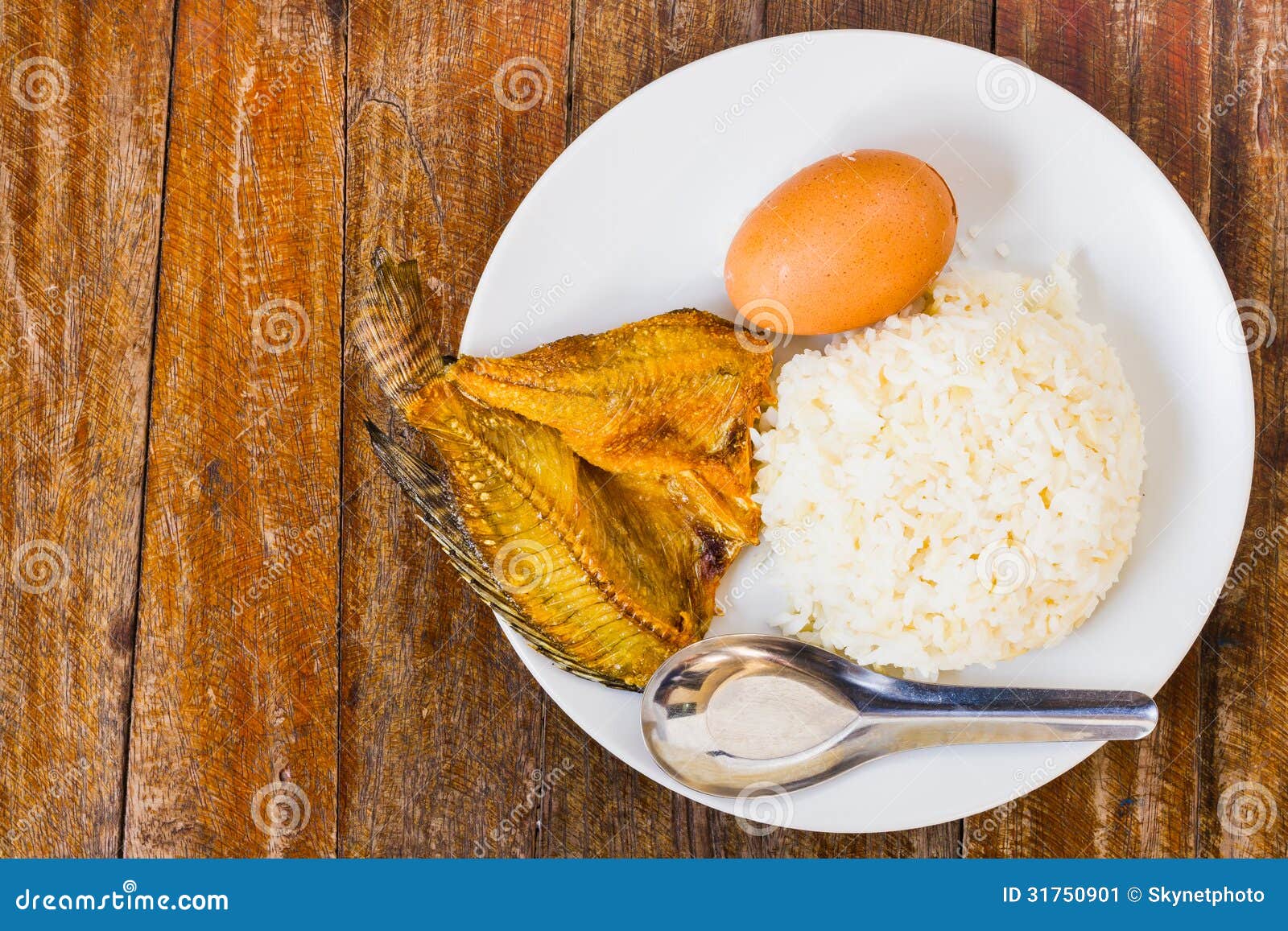 Rice and Dried fish stock image. Image of delicious, natural - 31750901