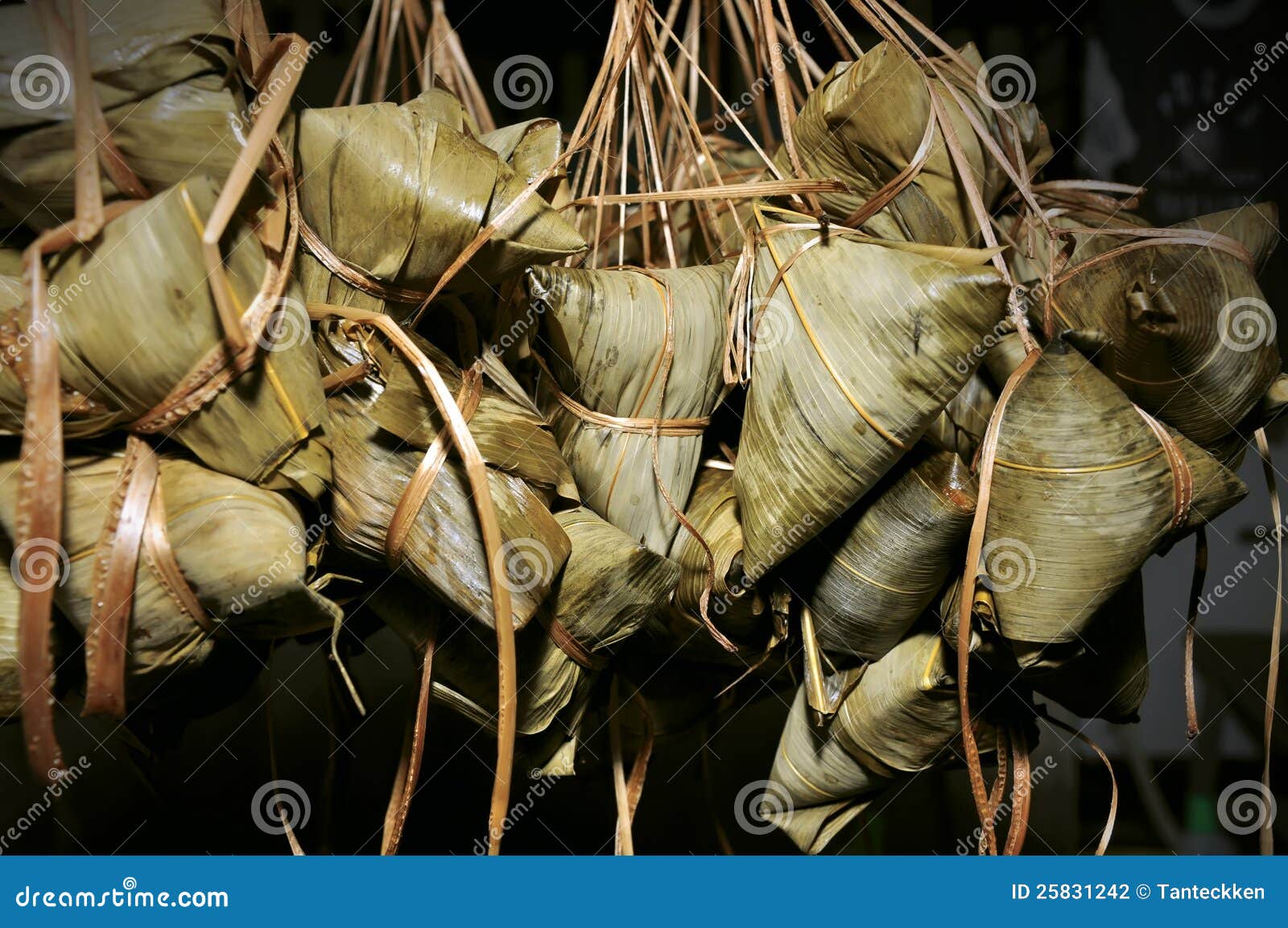 Rice Dumplings with Bamboo Leaf Stock Photo - Image of pork, hong: 25831242