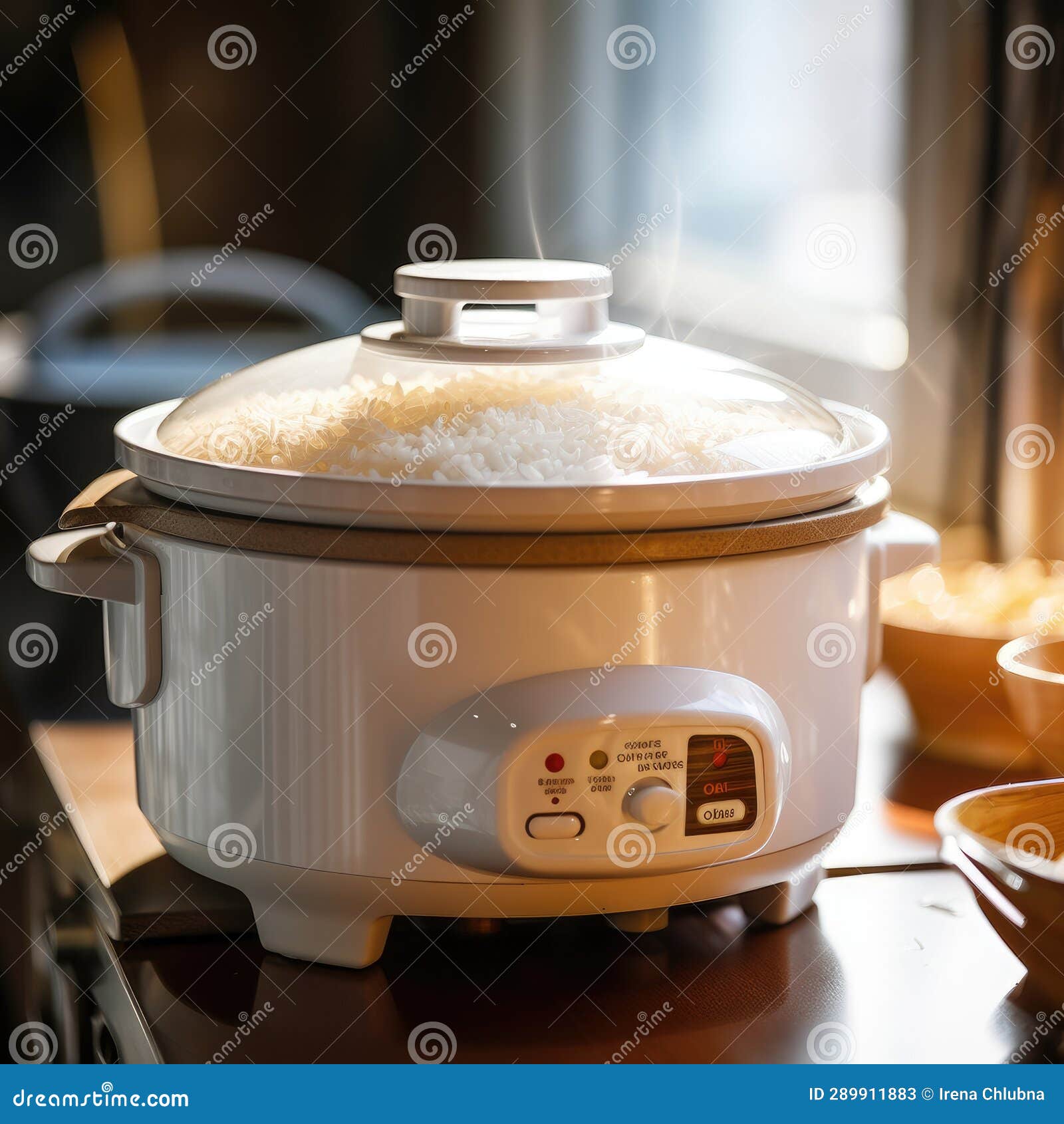 Rice in Electrical Rice Cooker Stock Illustration - Illustration of ...