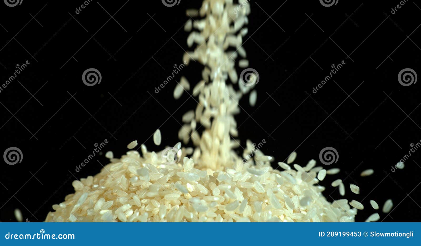 Rice Falling Against Black Background Stock Image - Image of work ...