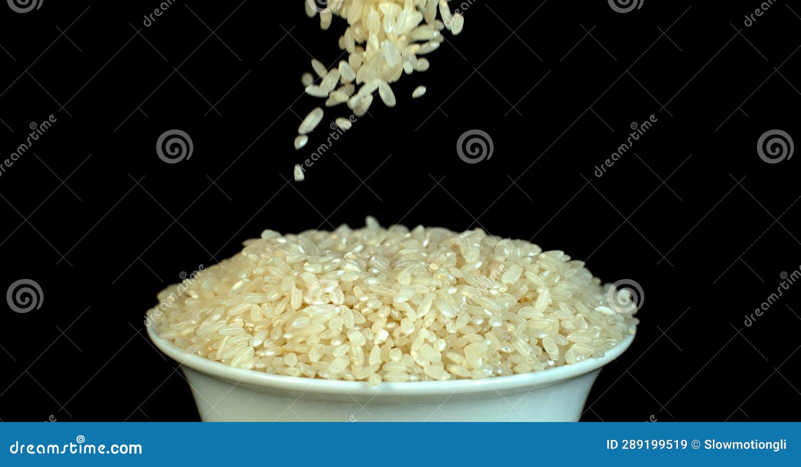 Rice Falling Against Black Background Stock Image - Image of eating ...
